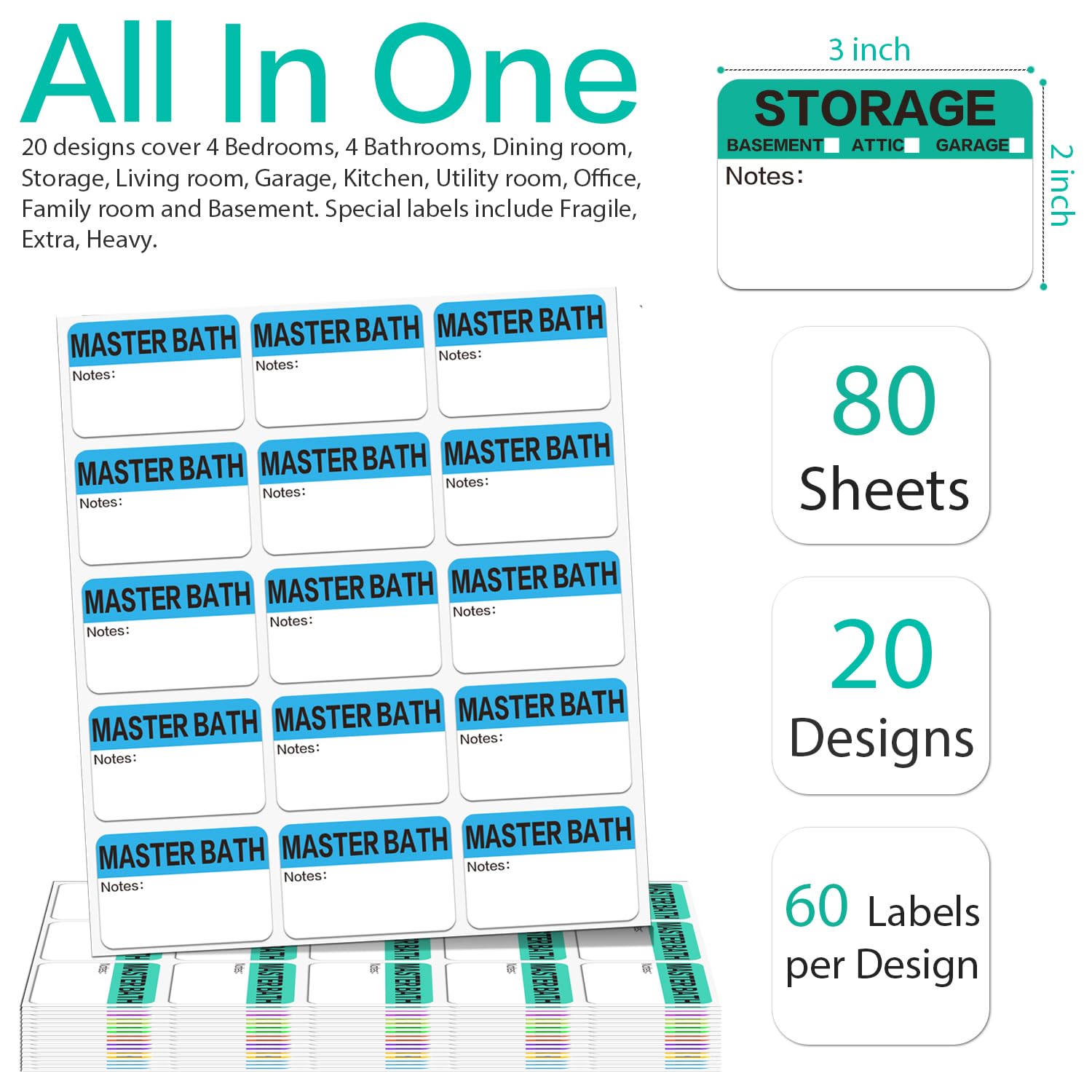 Snapklik.com : 1200 Count 3 X 2 Inch Large Home Moving Packing Box Labels