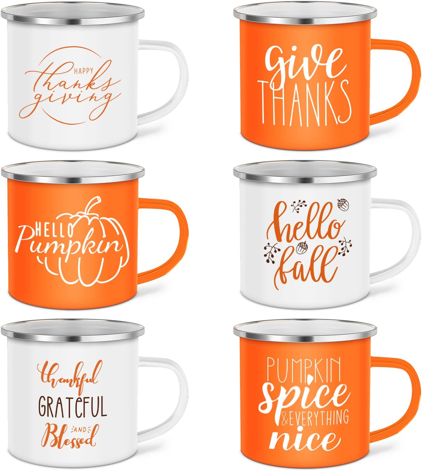 Amazon.com: Fall Coffee Mugs 12 oz Thanksgiving Enamel Mug Autumn ...