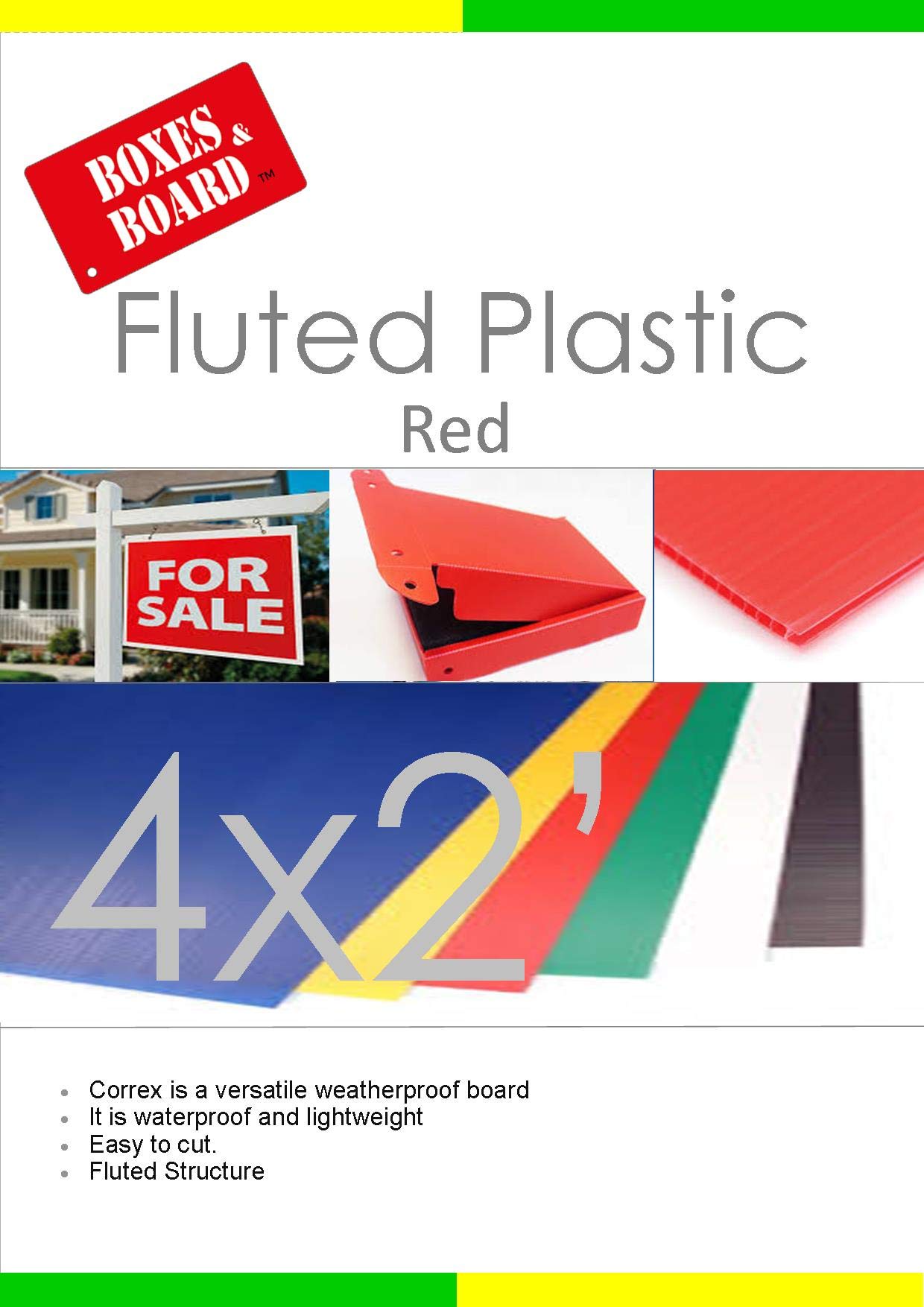 Buy 4mm Red Correx Fluted Board 1220 x 600 4ft x 2ft Correx Sheet ...