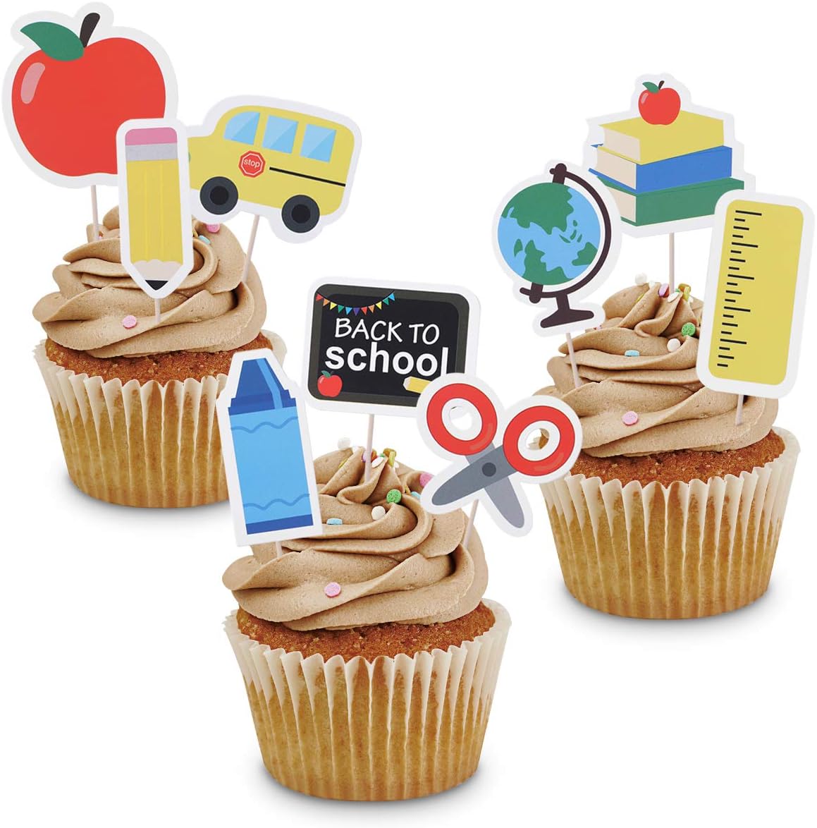 NUOBESTY Back to School Cupcake Topper 18Pcs, School Welcome Toppers ...