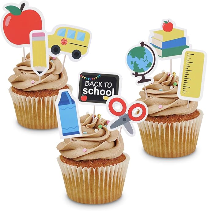 NUOBESTY Back to School Cupcake Topper 18Pcs, School Welcome Toppers ...