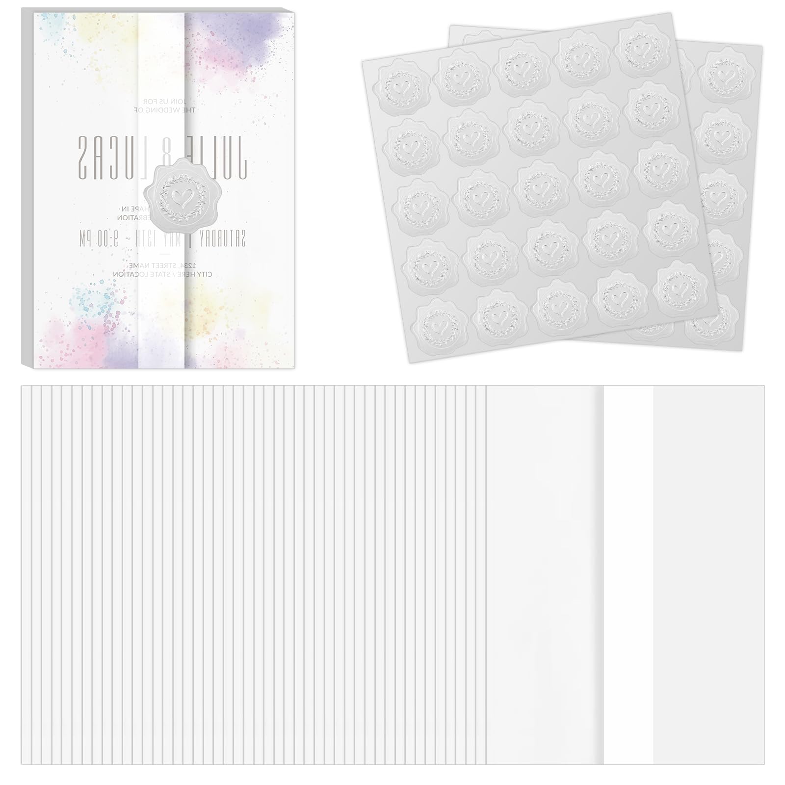 Amazon.com: 50 Sheets Vellum Jackets for 5x7 Invitations, Pre-Folded ...