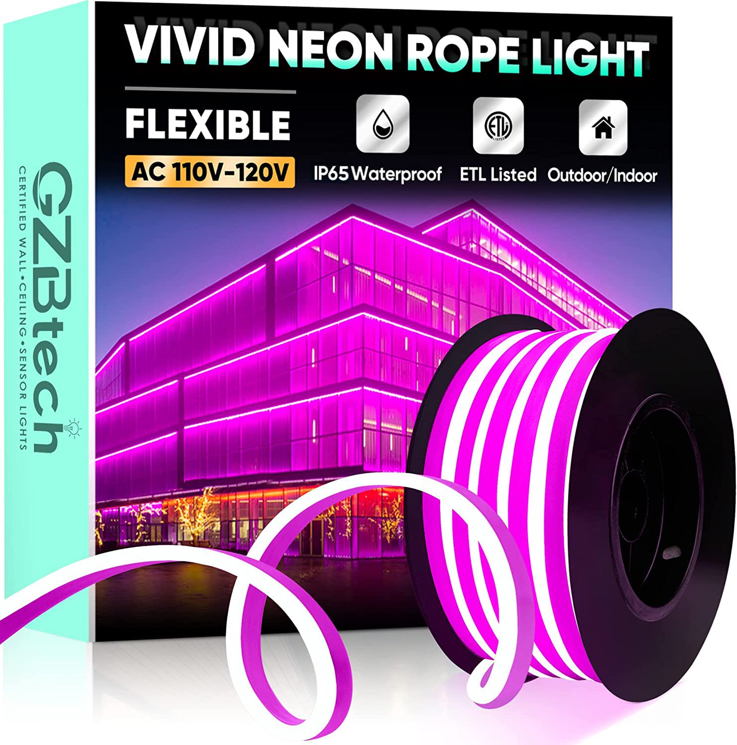 Amazon.com: GZBtech Flexible LED Neon Rope Lights 16.4FT,AC 110-120V ...