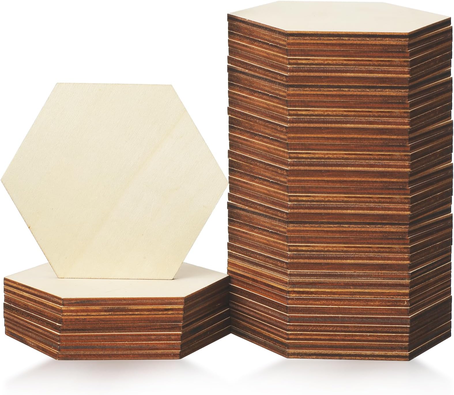 Amazon.com: 24 Pcs Unfinished Hexagon Wood Cutouts 1/5" Thick Blank ...