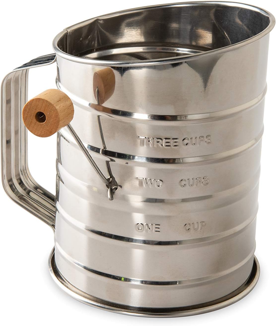 Amazon.com: Norpro 3-Cup Stainless Steel Rotary Hand Crank Flour Sifter ...