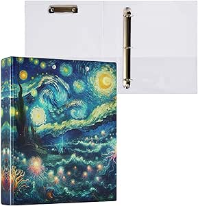 Amazon.com : Starry Night Coral 1-1/2 Inch Binders 3 Ring, Versatile ...