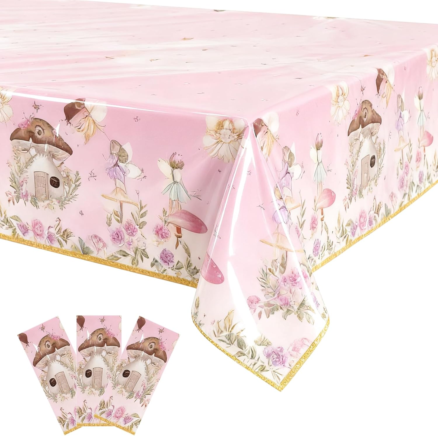 Amazon.com: Bphweulko 3pcs Fairy Party Tablecloths, Enchanted Floral ...