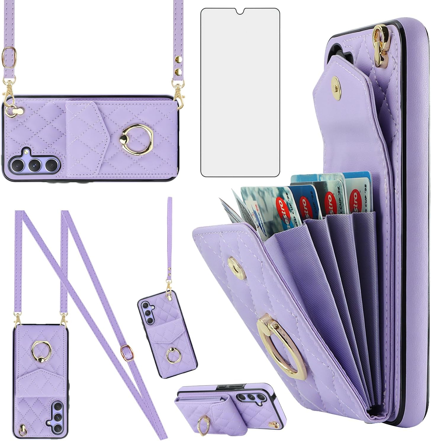 Amazon.com: Asuwish Phone Case for Samsung Galaxy S25 5G Wallet Cover with Tempered Glass Screen ...