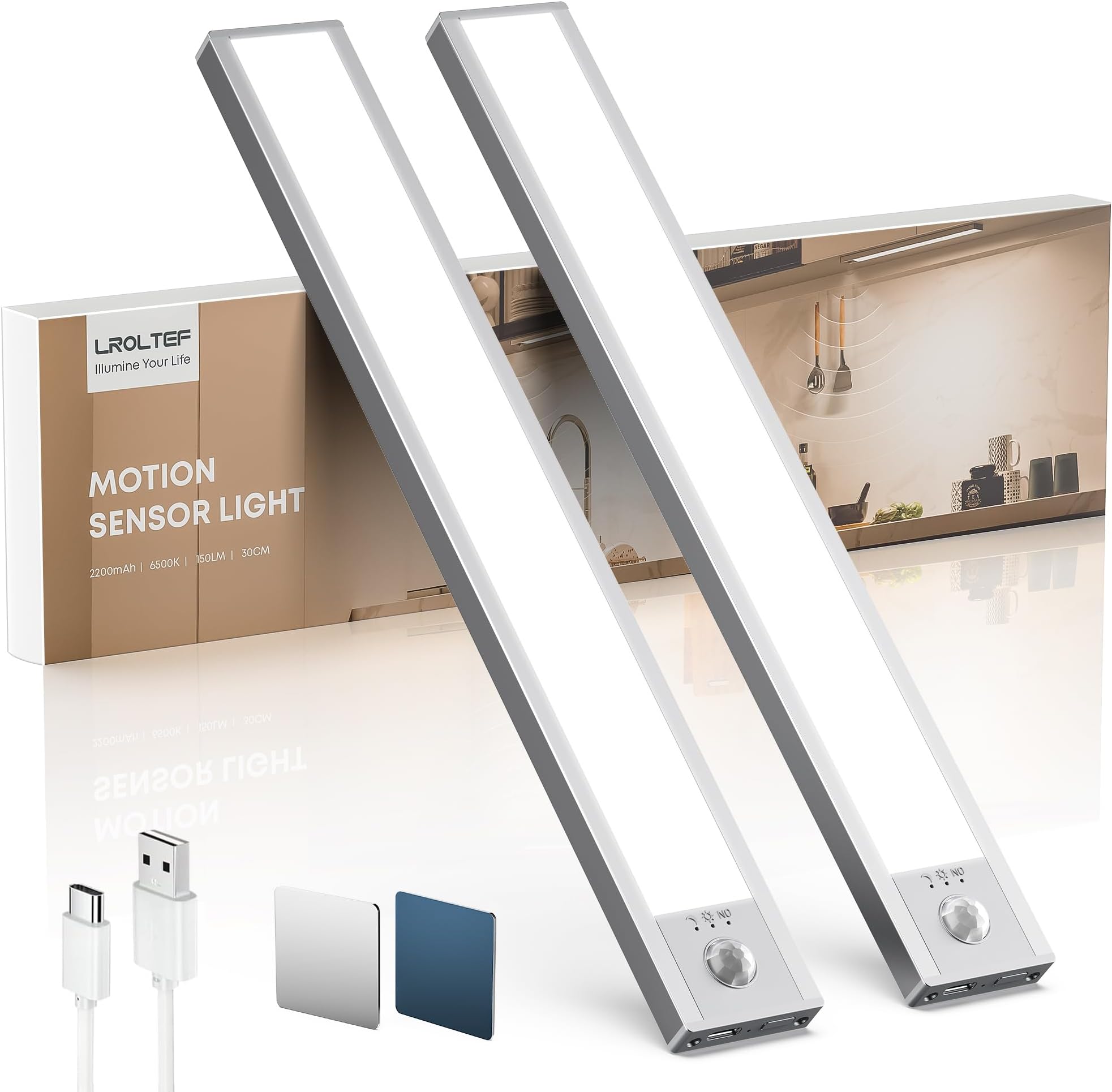 LROLTEF Luce LED Sottopensile Cucina - 21CM Sensore di Movimento per ...