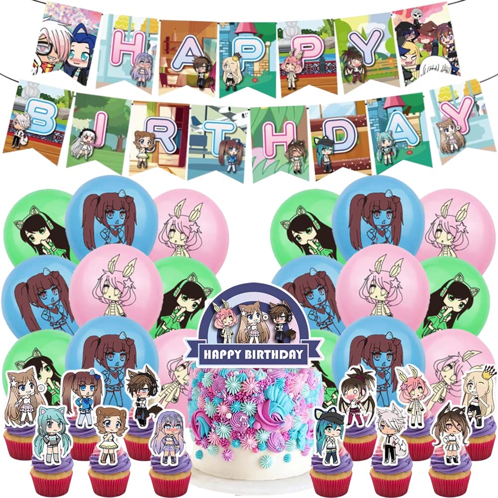 33 Pieces Gacha Life Party Supplies Hilloy Gacha Life Party ...