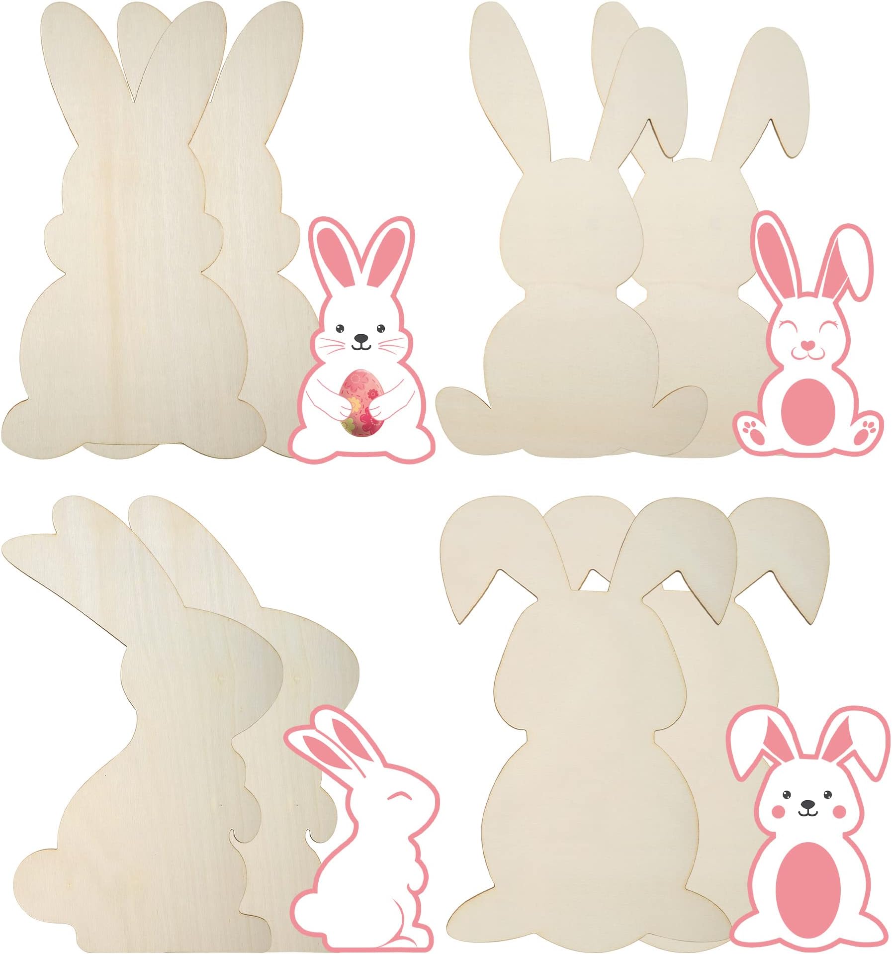 Amazon.com: Whaline 30Pcs Easter Bunny Unfinished Wood Hanging Bunny ...