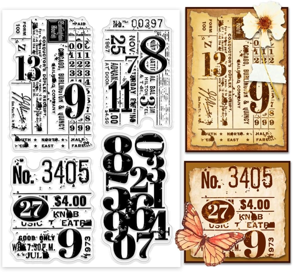 Amazon.com: PH PandaHall Retro Numbers Clear Stamp for Card Making ...