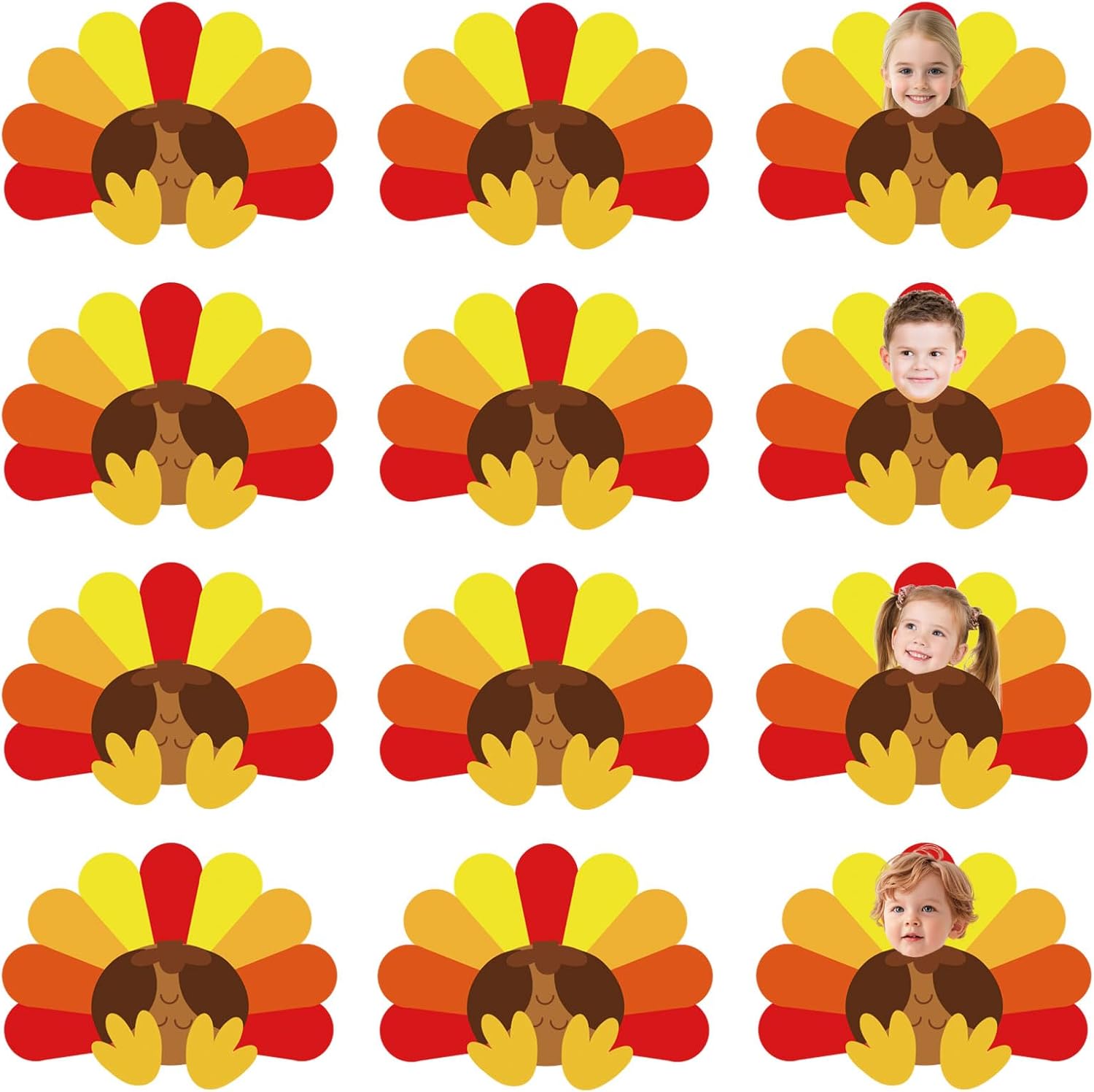 Amazon.com: MixTeach 60 Pcs Thanksgiving Turkey Cutouts Paper Turkey ...