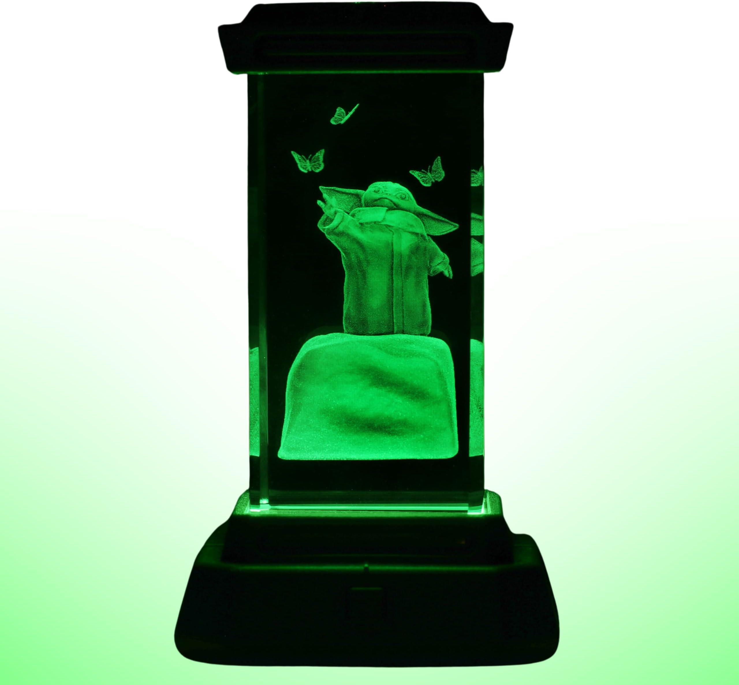 Paladone Grogu Holographic Light, 3D Laser-Etched Crystal Model of ...