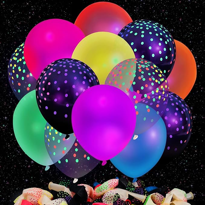 Amazon.com: AMOR PRESENT 42PCS Glow Balloons Assorted, 12" UV Neon ...