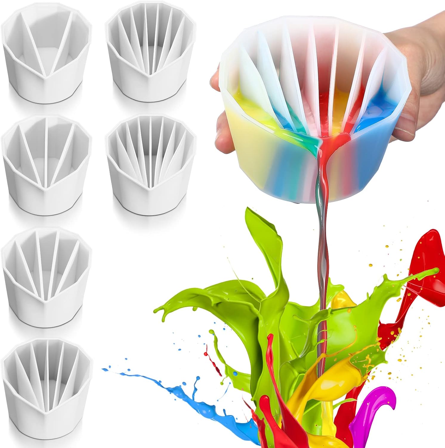 Amazon.com: 6 Pcs Split Cup for Paint Pouring with 3 4 5 6 7 8 Channels ...