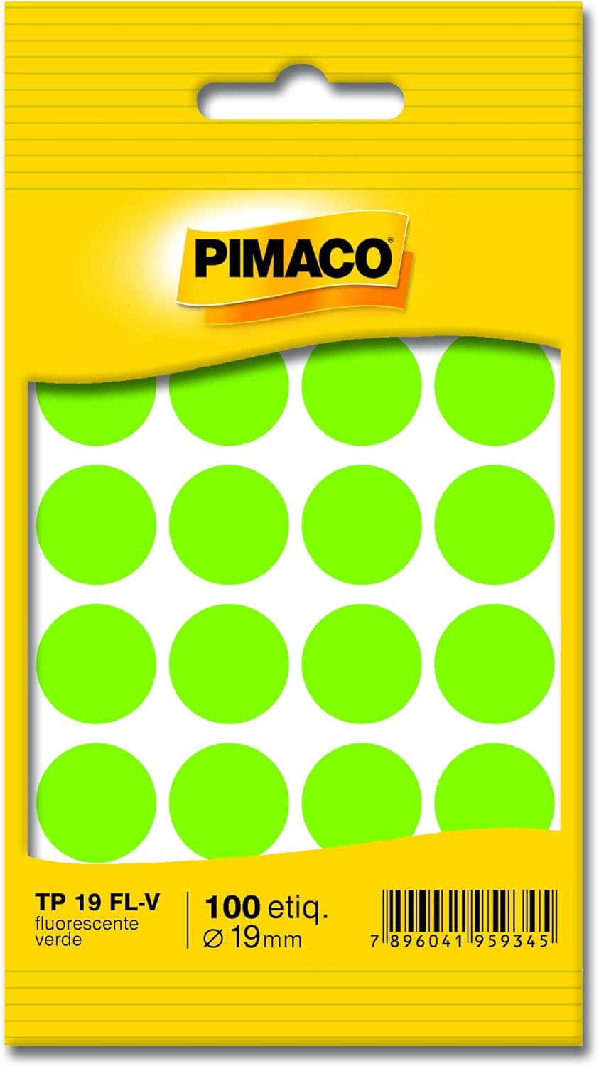 Etiqueta Adesiva Pimaco, Multiuso TP-19-FLV, Verde Fluorescente, 19mm ...