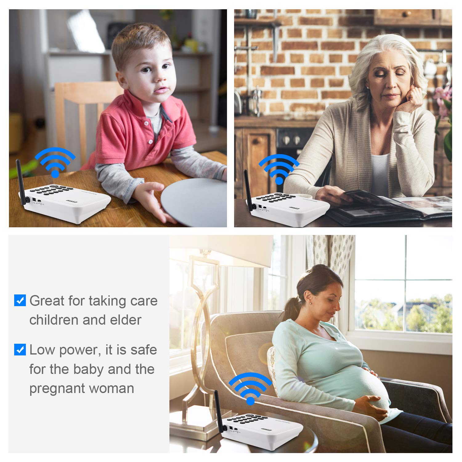 Wuloo Intercoms Wireless for Home 5280 Feet Range 10 Channel 3 Code ...