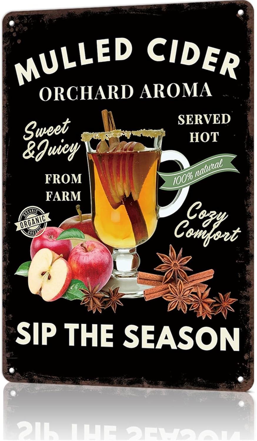 Amazon.com: Funny Metal Tin Signs Hot Mulled Cider - Orchard Aroma ...