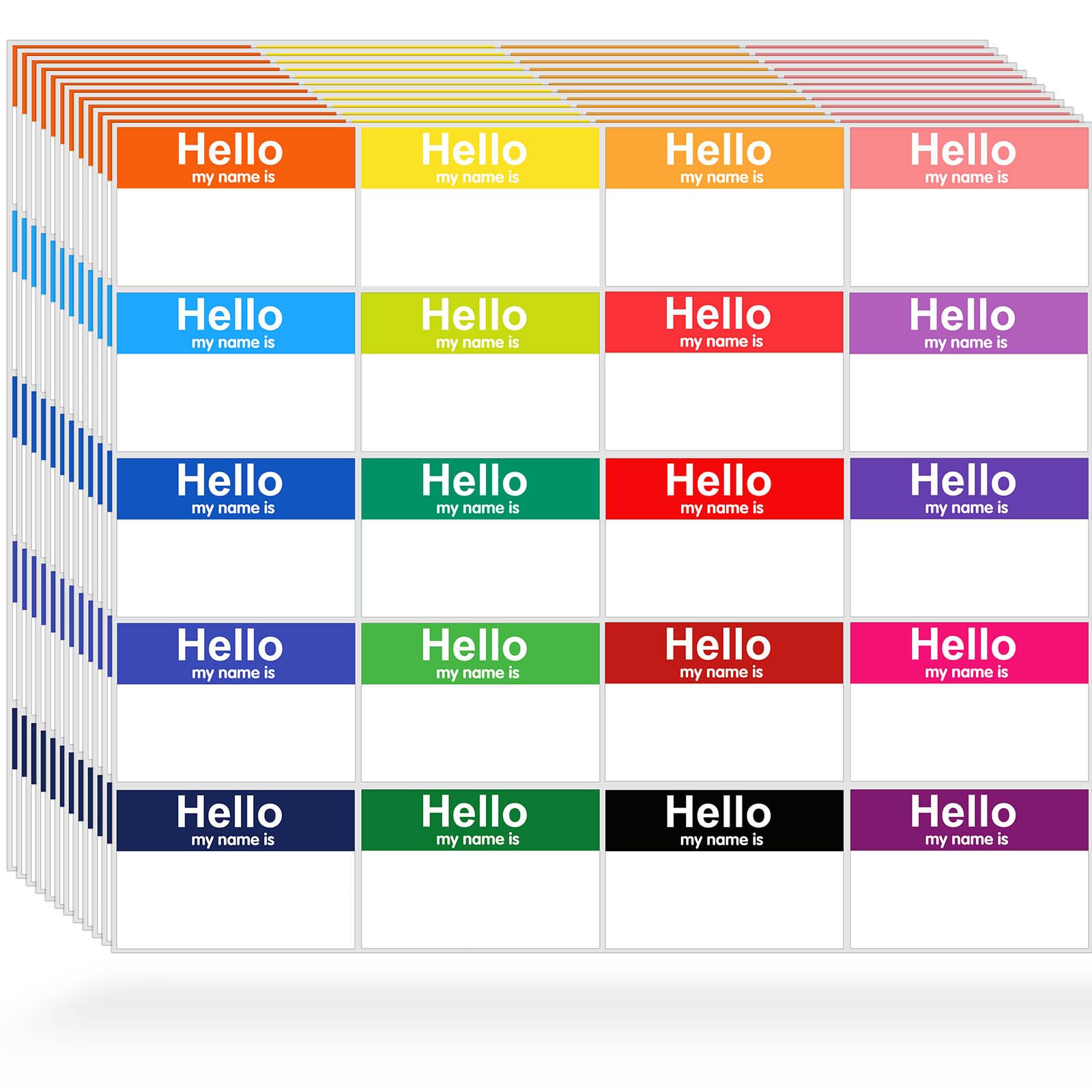 Amazon.com : 20 Colors Name Tags Sticker, 300 Pcs Hello My Name is Name ...