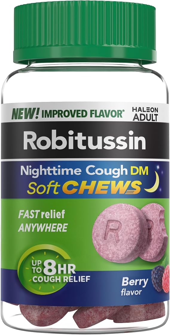 Amazon.com: Robitussin Soft Chews, Nighttime Cough DM, Adult Formula ...