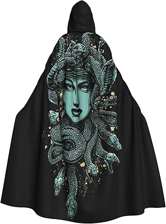 Amazon.com: Alisaa Halloween Snake Medusa Art Hooded Witch Cloaks ...