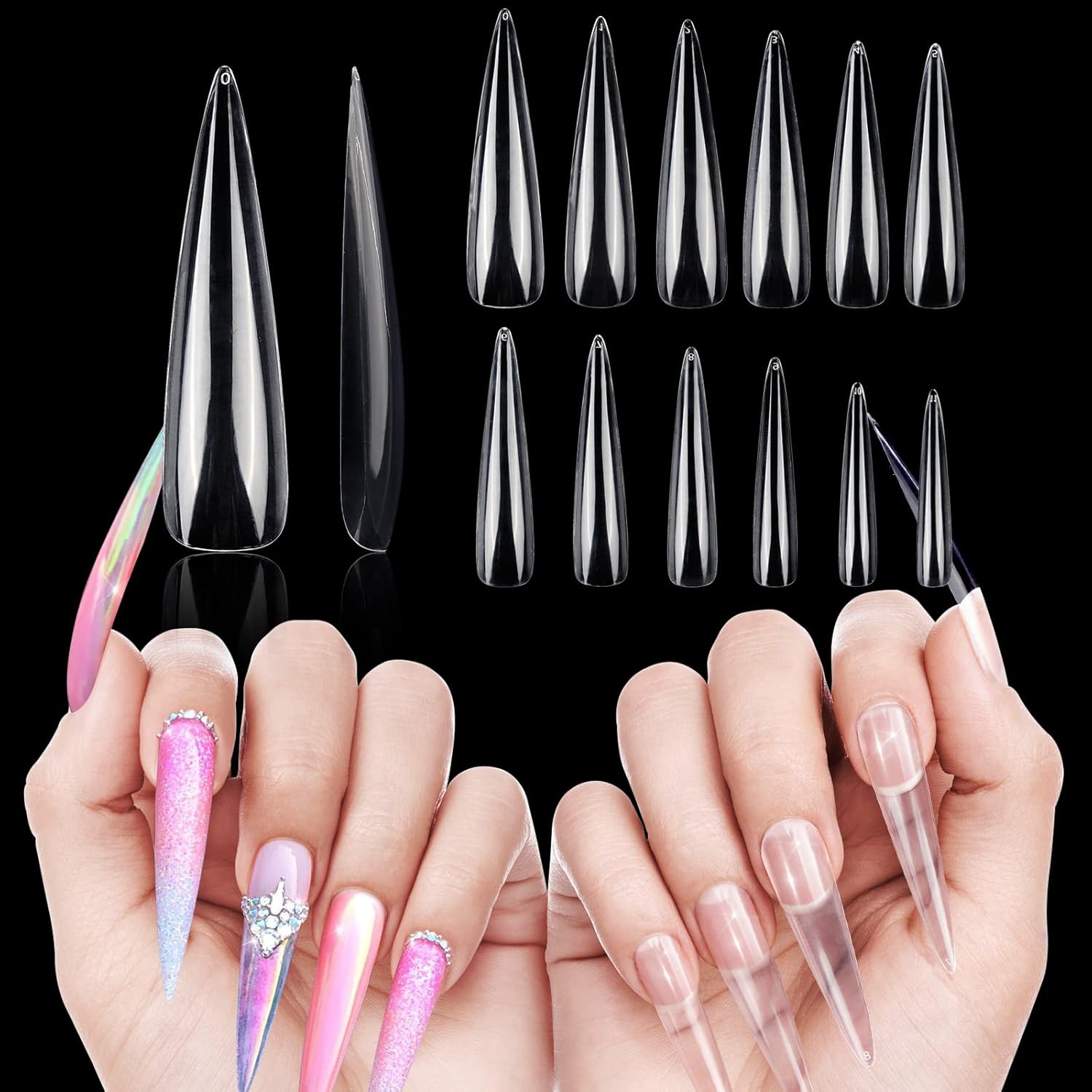 Faux Ongles et Capsules Transparents 3XL: 504 Pièces Capsules ...