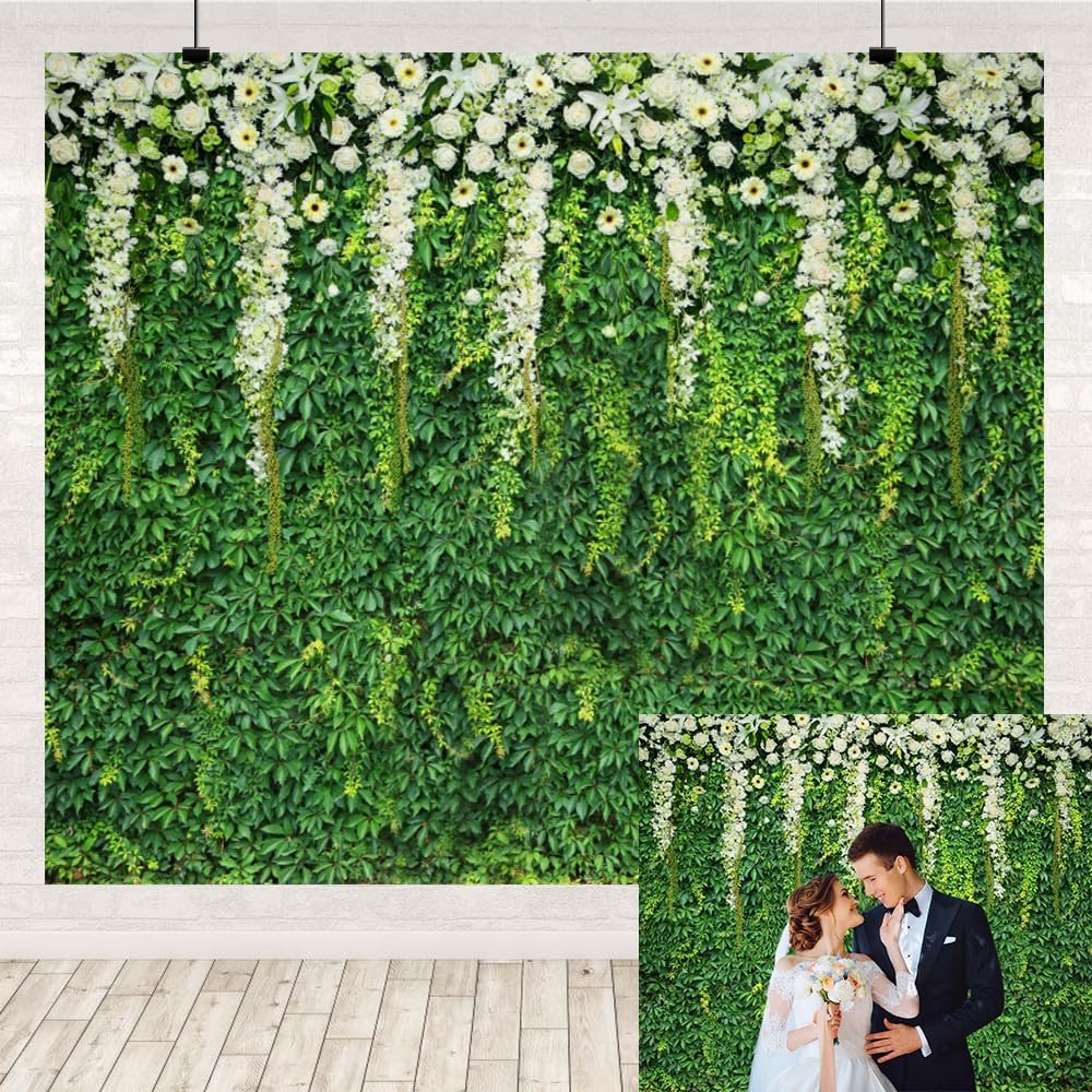 Amazon.com : Greenery Backdrop Wall with Flowers for Party Spring Green ...