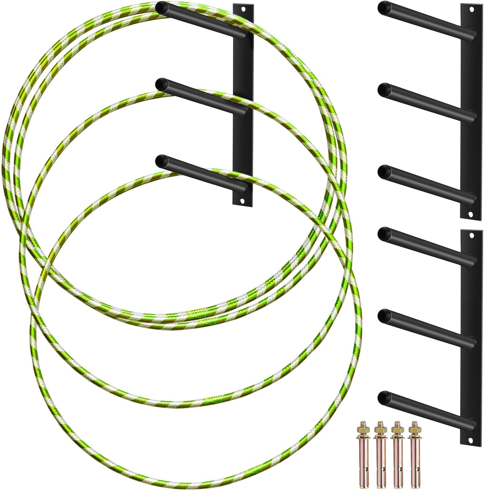 Zonon 2 Pieces Iron Wall Mounted Hoop Rack 3 Bars Holder Black Hoop ...