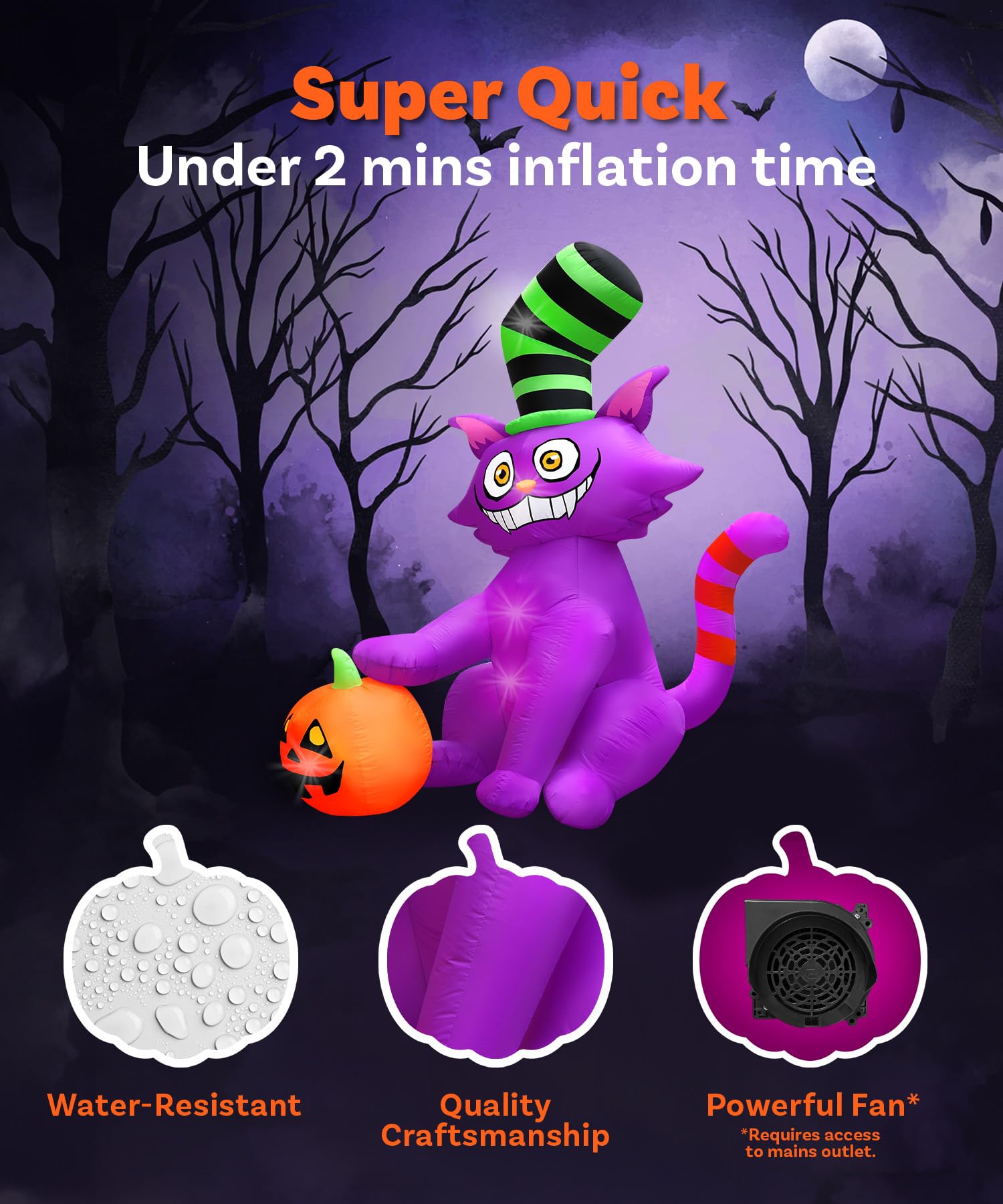 Snapklik.com : Giant 7ft Cat Halloween Inflatables, Mad Hatter Top Hat ...