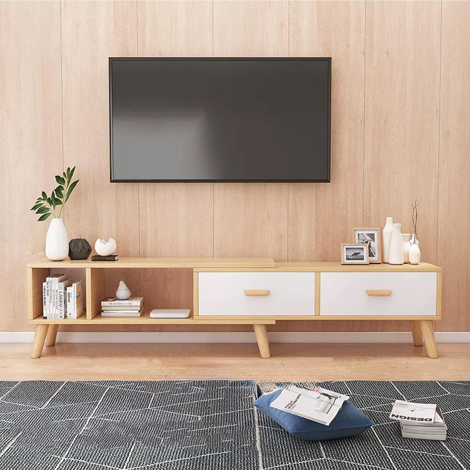 Retractable TV Stand, Entertainment Center, TV Console, TV Cabinet with ...