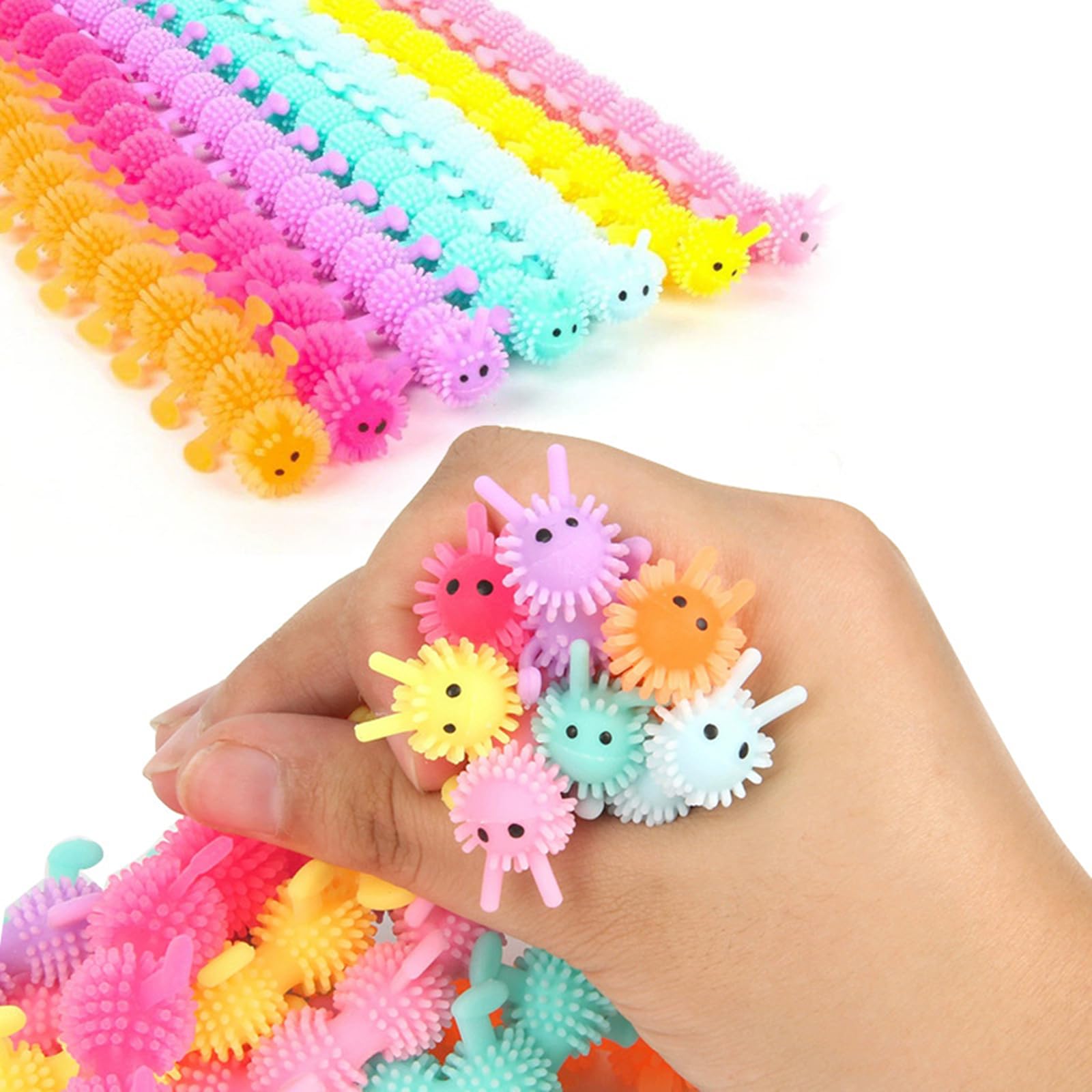 12 Pack Caterpillars Sensory Stretchy Strings Fidget Toys Stretchy ...