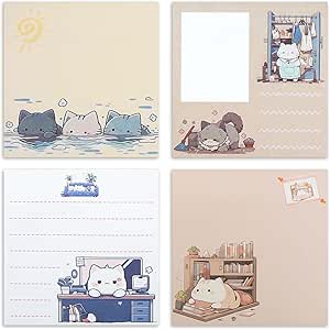 Amazon.com : 4 PCS Cat Sticky Notes Set, Kitten Kawaii Sticky Notes ...