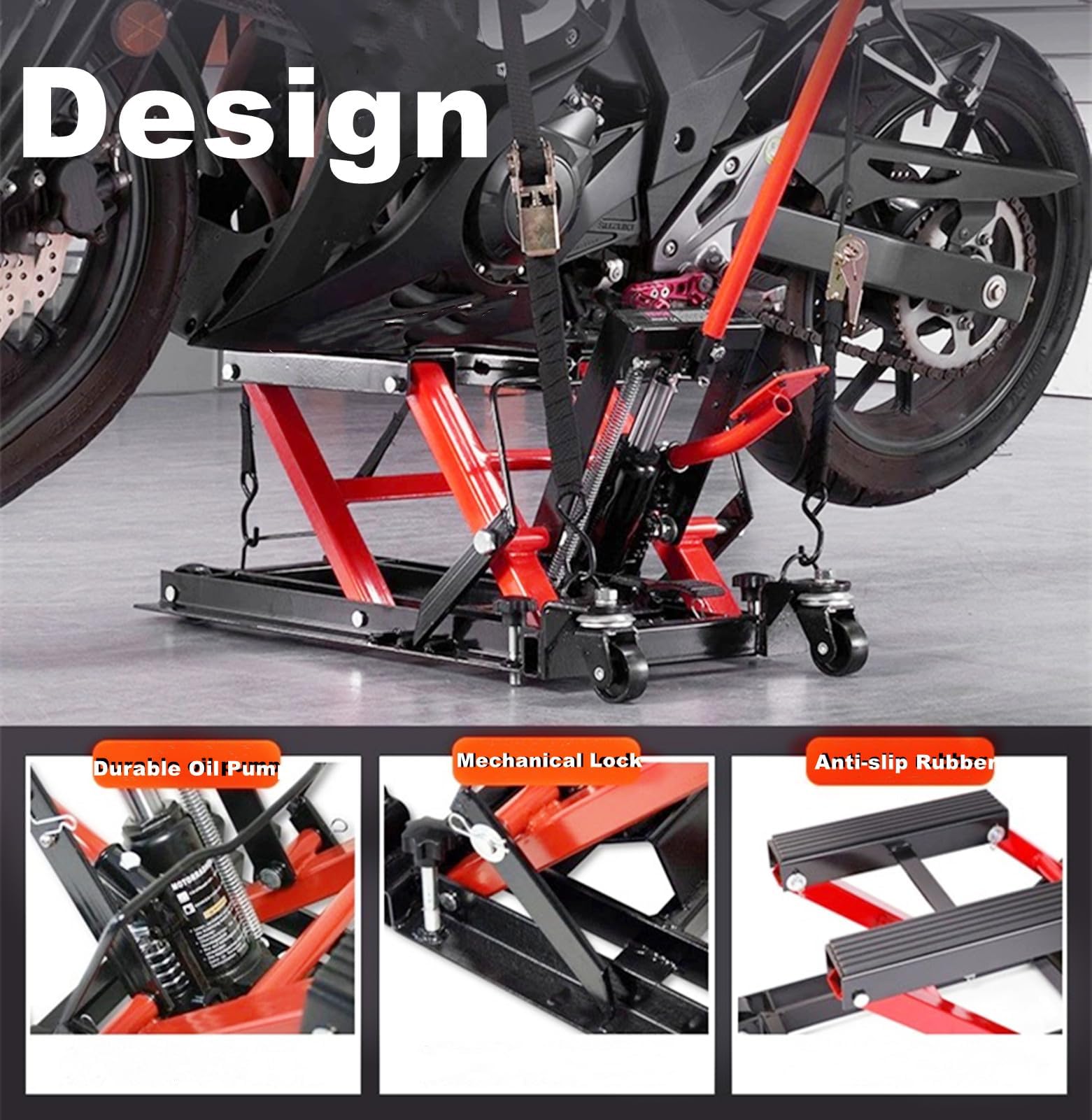 Motorcycle Lift 1500 Lb Hydraulic Jack - ATV Jack With Wheels & Safety ...