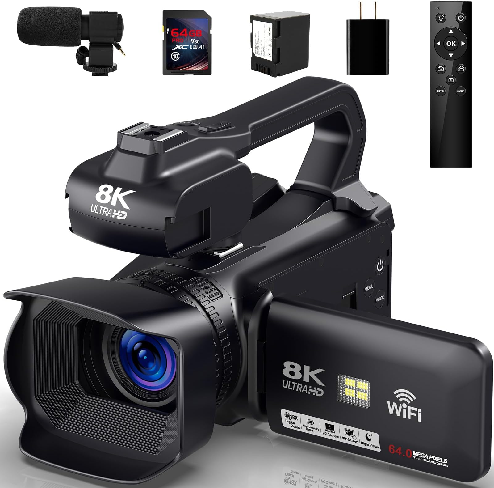 Amazon.com : 8K 64MP Camcorder Video Camera 18X Digital Zoom YouTube ...