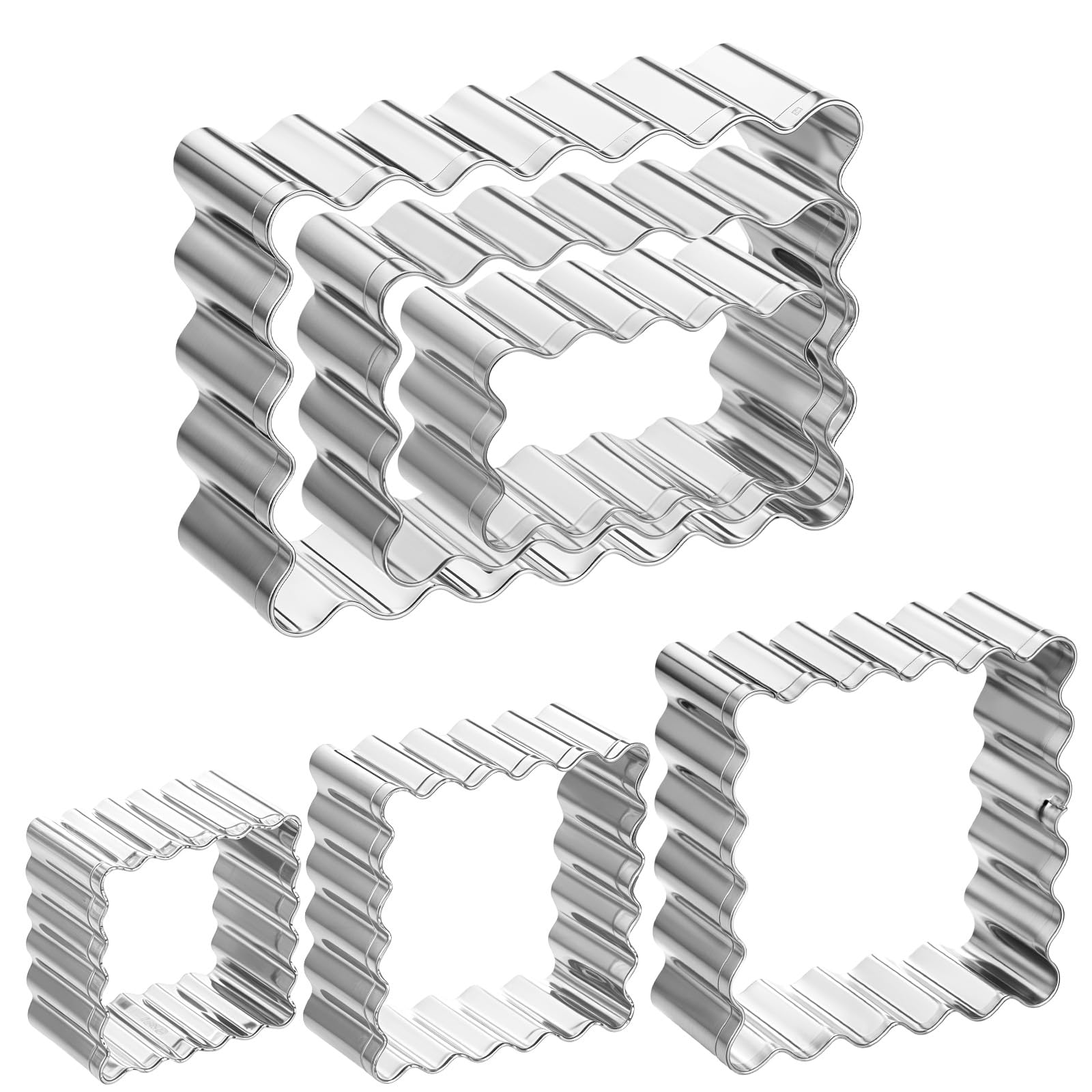 Amazon.com: JIYIN 6 PCS Rectangle Scalloped Edge Cookie Cutter Set ...