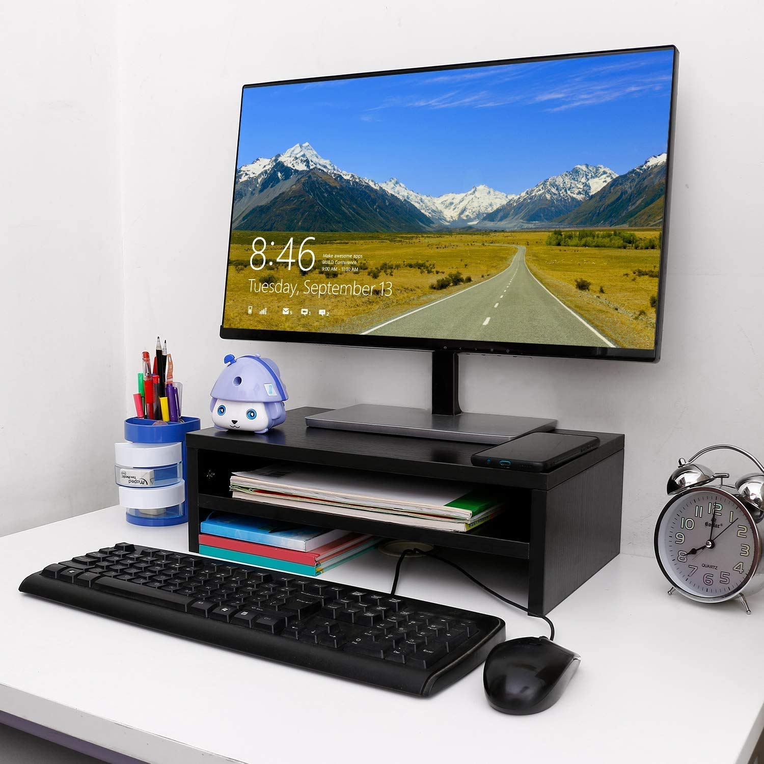 Buy Accloo 2-Tier Computer Monitor Riser, Wooden Monitor Stand, Desk ...