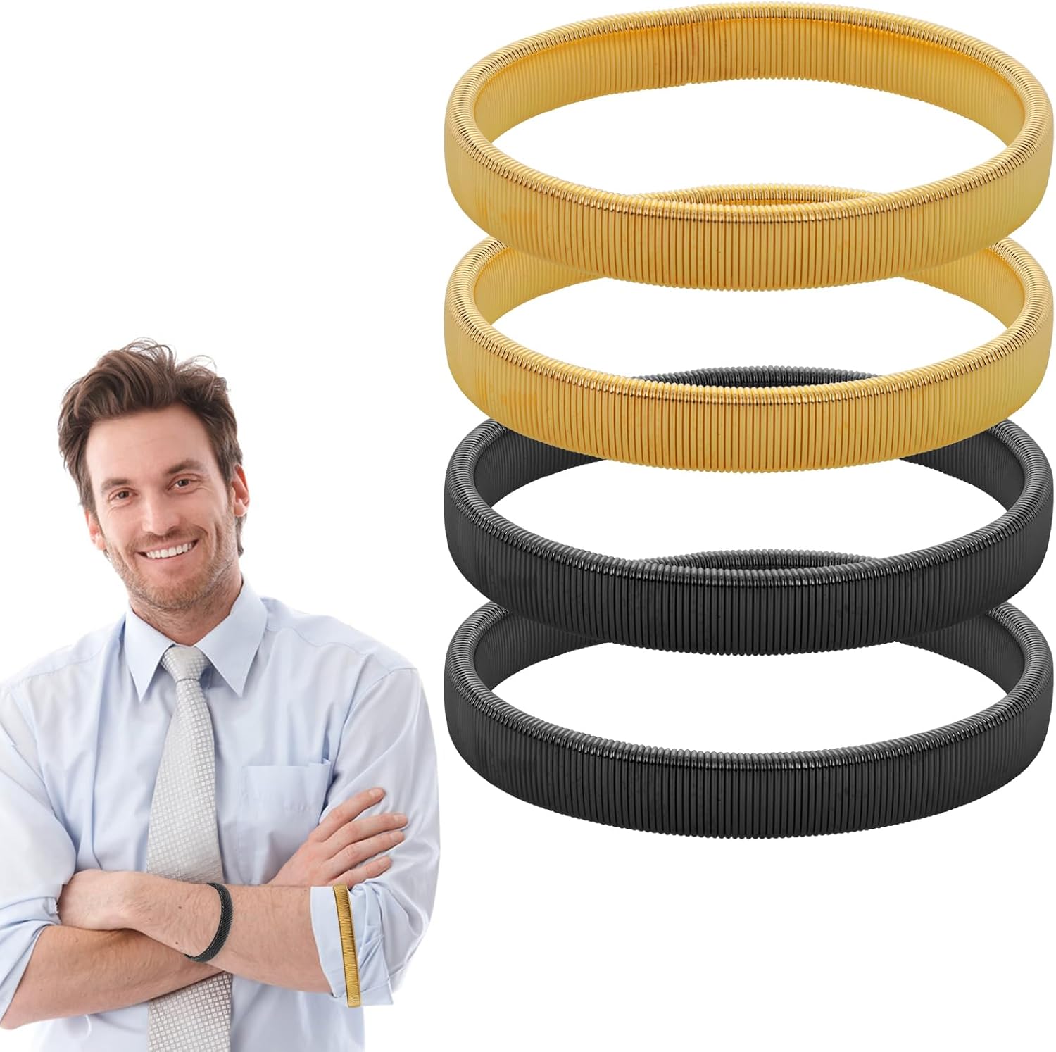 Lusofie 4Pcs Stretchy Sleeve Garters Adjustable Anti-slip Metal ...