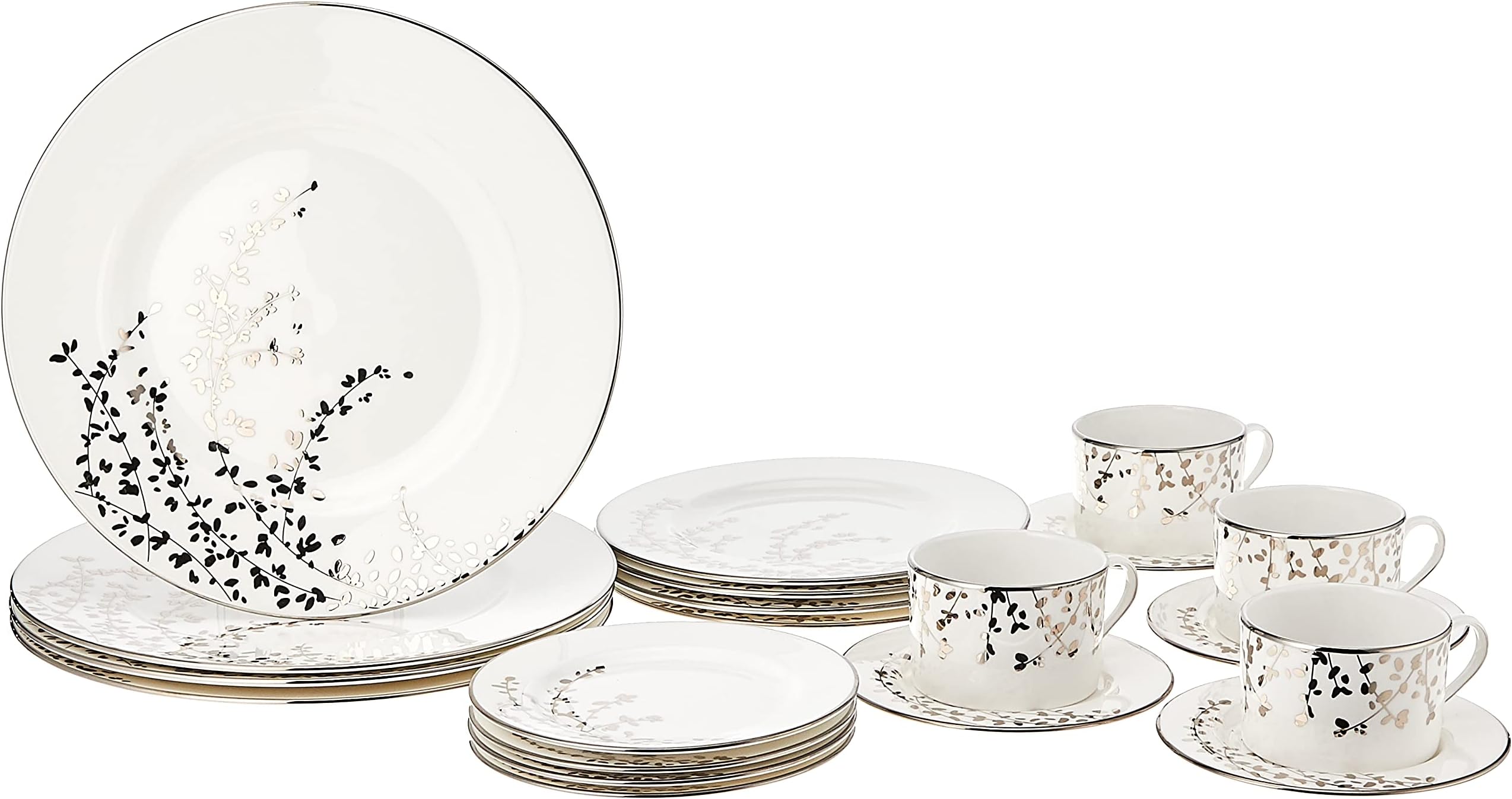 Amazon.com | Kate Spade Gardner Street Platinum 20-Piece Dinnerware Set ...
