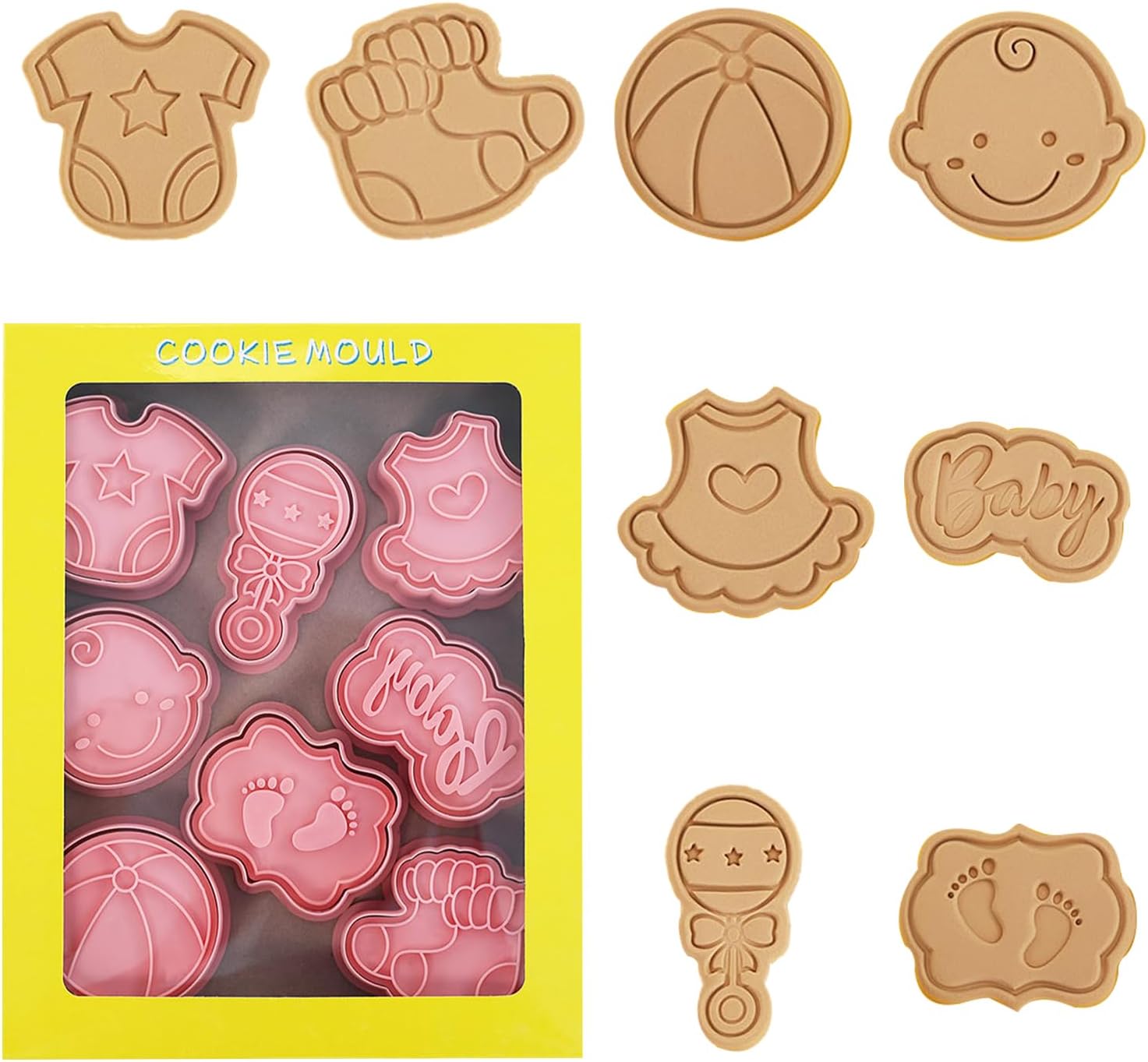 Amazon.com: New Baby Cookie Cutters,3D Stamped Embossed Cookie Cutter,8 ...