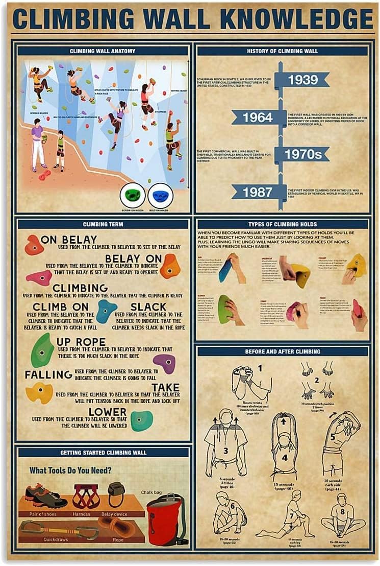 Amazon.com: Starotore Climbing Wall Knowledge Metal Sign Vintage ...