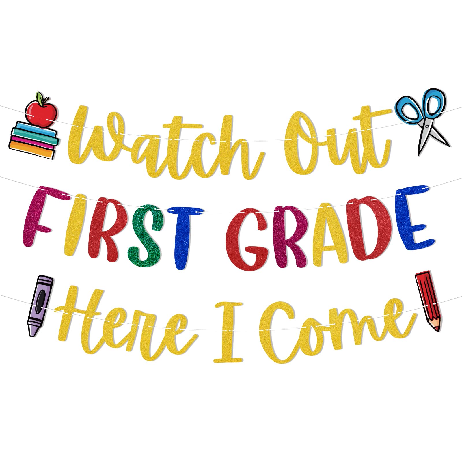 Pre Strung Watch Out First Grade Here I Come Banner | Desertcart INDIA