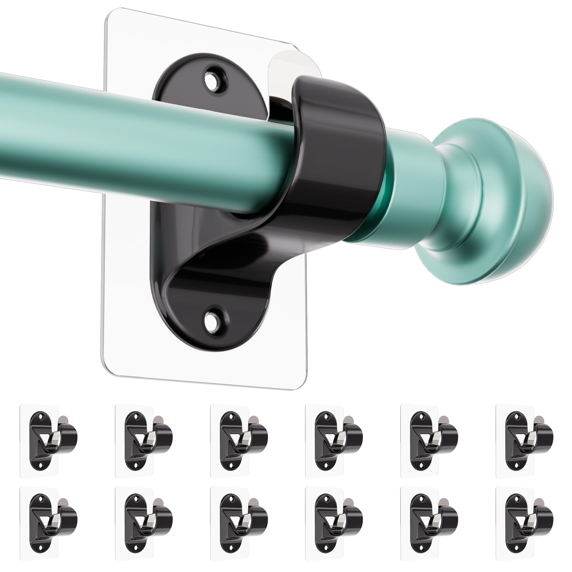 Amazon.com: No Drill Curtain Rod Brackets, (12 Pack) Adhesive Nail-Free ...