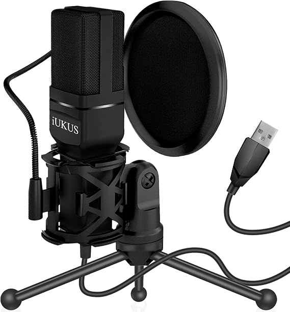 IUKUS Microfone USB, microfone de PC para computador com suporte e ...