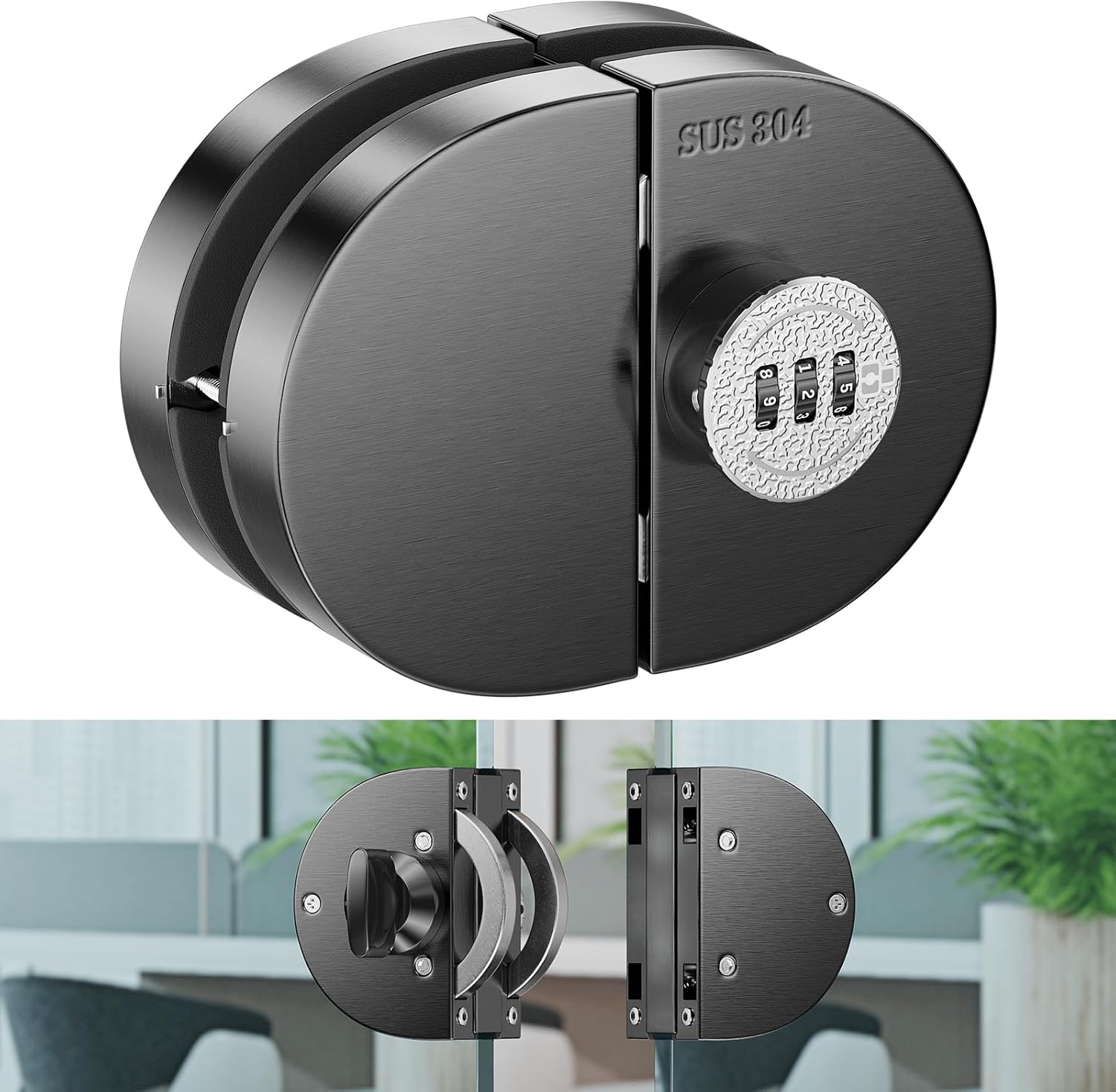 Amazon.com: Ranbo Frameless Mechanical Combination Glass Door Lock, No ...