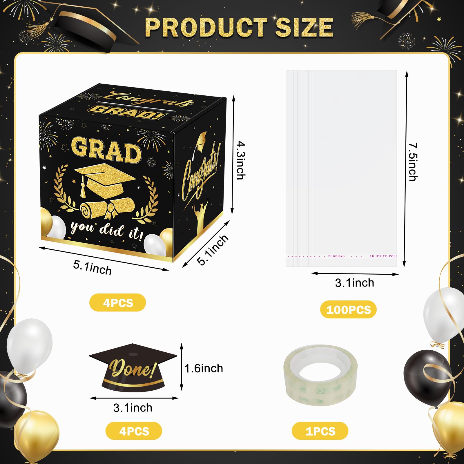 Snapklik.com : 4 Sets 2024 Graduation Money Box For Cash,Congrats Grad ...