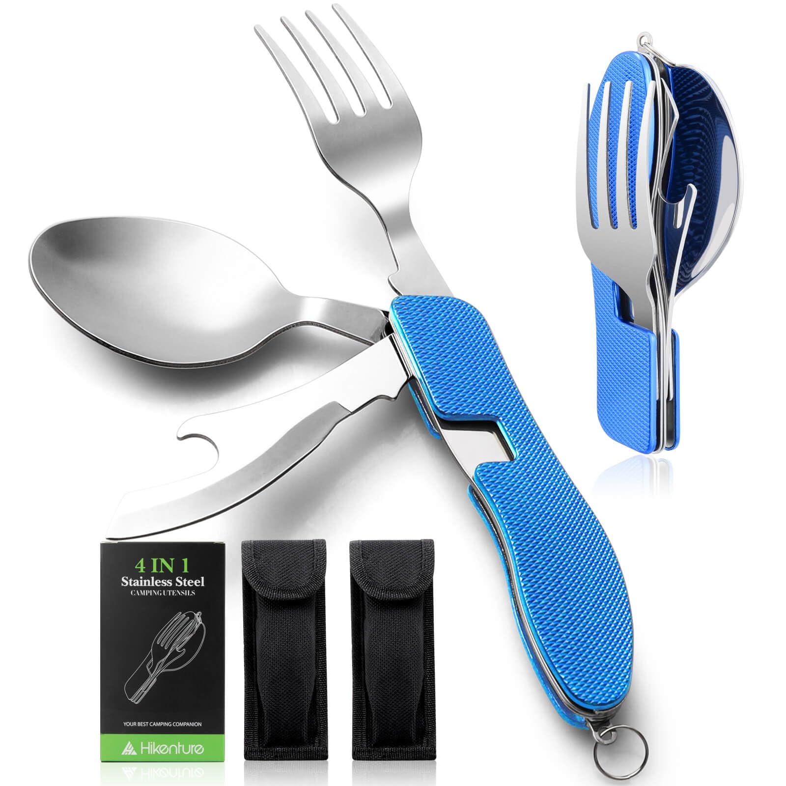 Amazon.com: HIKENTURE Camping Utensils 2 Pack,4-in-1 Stainless Steel ...