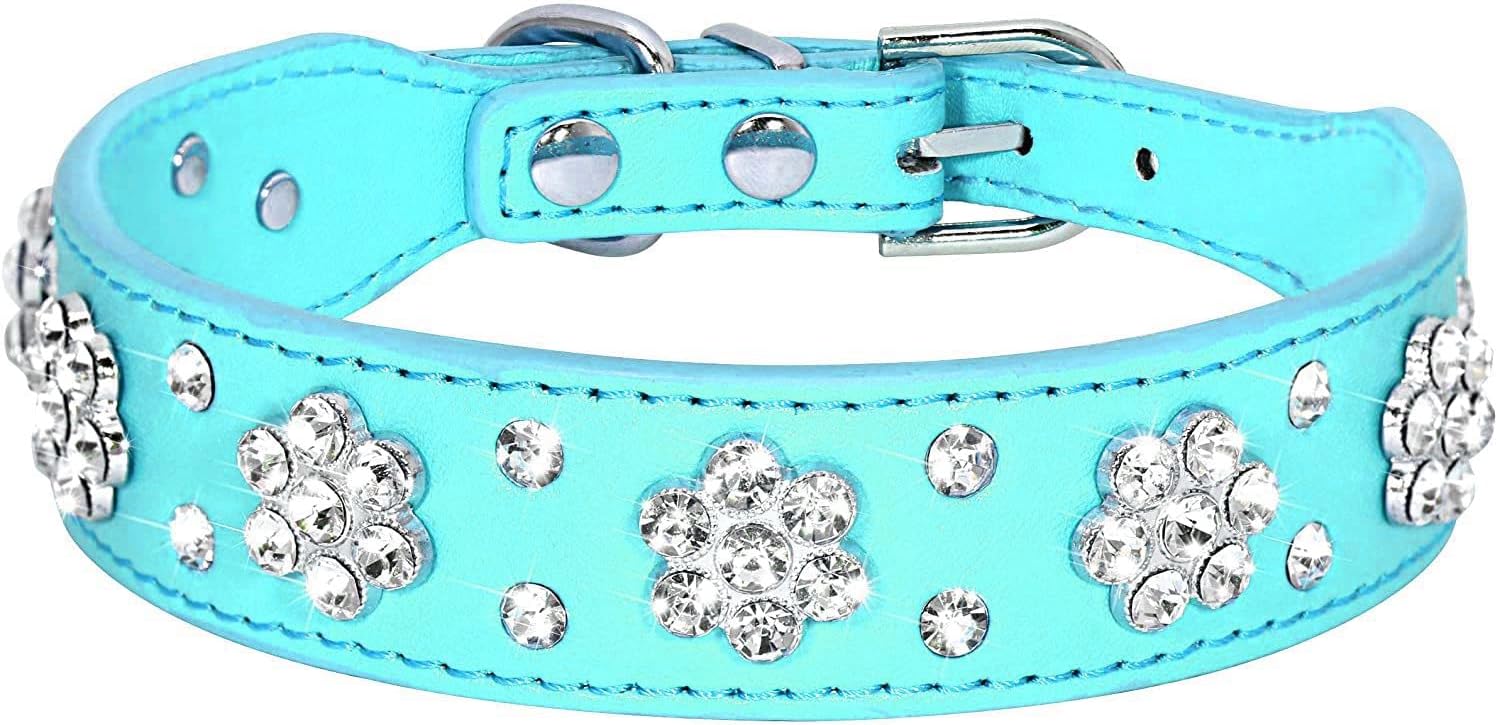 Amazon.com : Serijoars Rhinestone Dog Collar, Cute Flower Rhinestone ...