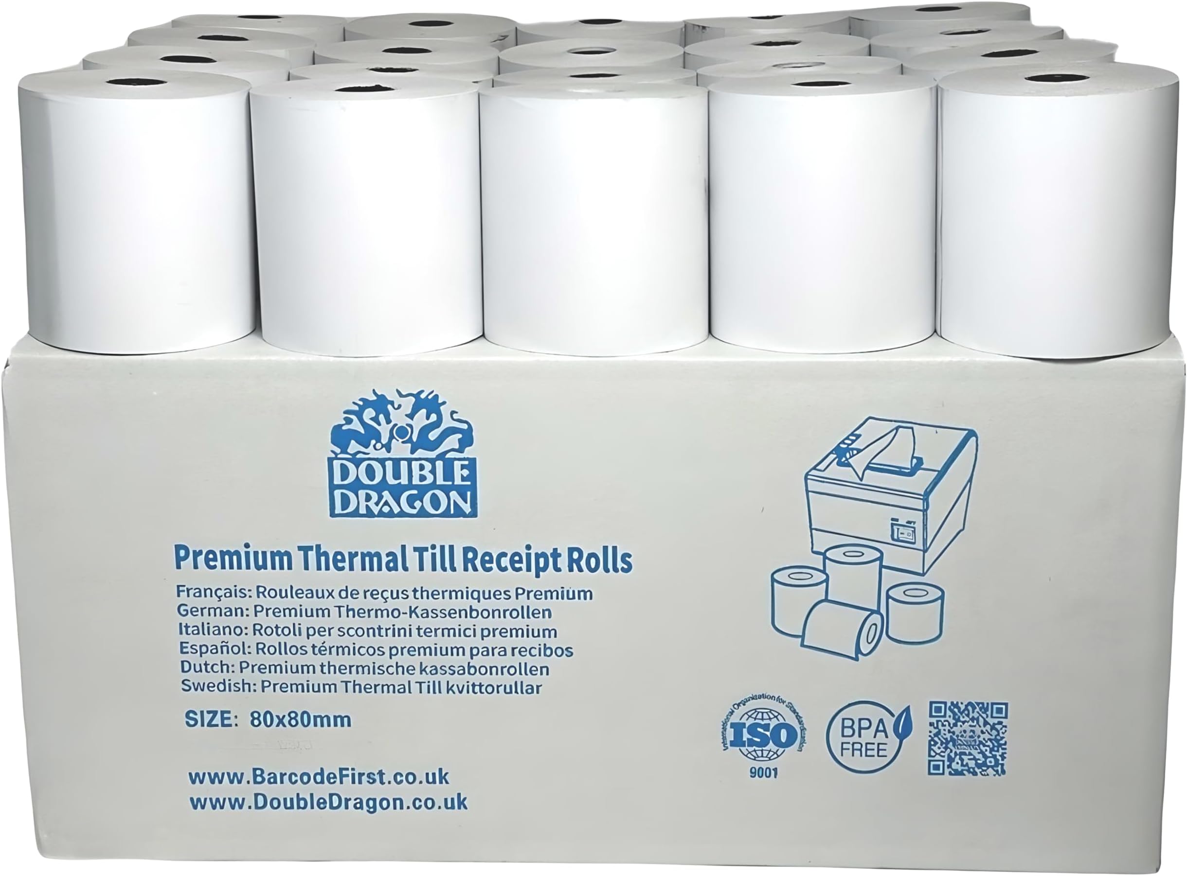 Double Dragon, 80 x 80 mm Premium Thermal Paper Till Receipt Roll for ...