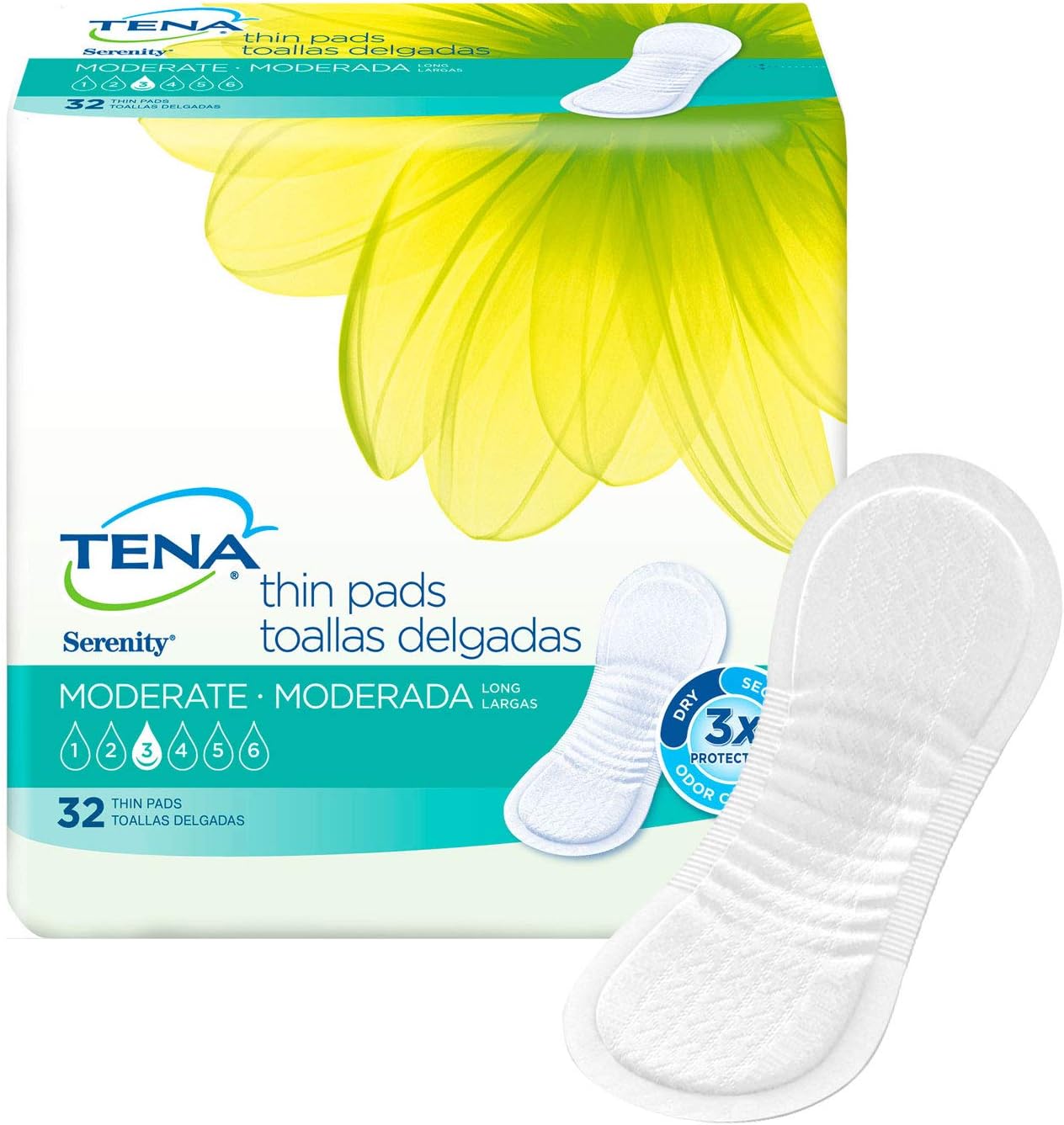 Amazon.com: Tena Serenity Thin Pads, Moderate Absorbency Long, Pack of ...